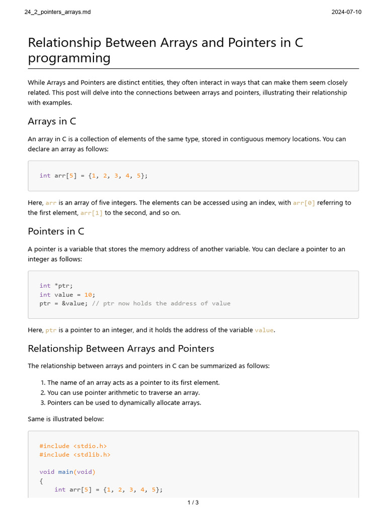 Array vs Pointer | PDF | Pointer (Computer Programming) | Computer ... Array vs Pointer | PDF | Pointer (Computer Programming) | Computer ...