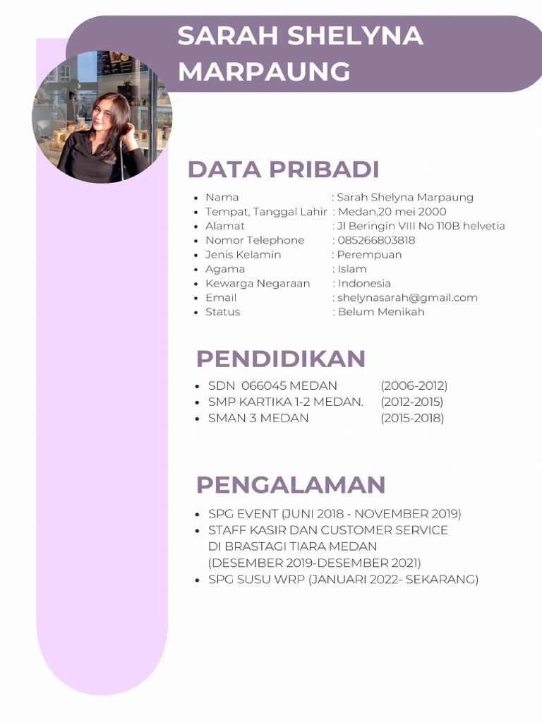 CV Sarah Shelyna | PDF