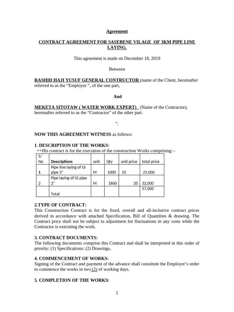 Pipe Laying Agreement 1 | PDF | Business Law | Economies