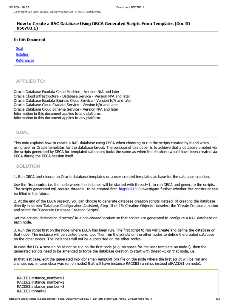How to Create a RAC Database | PDF | Databases | Cloud Computing