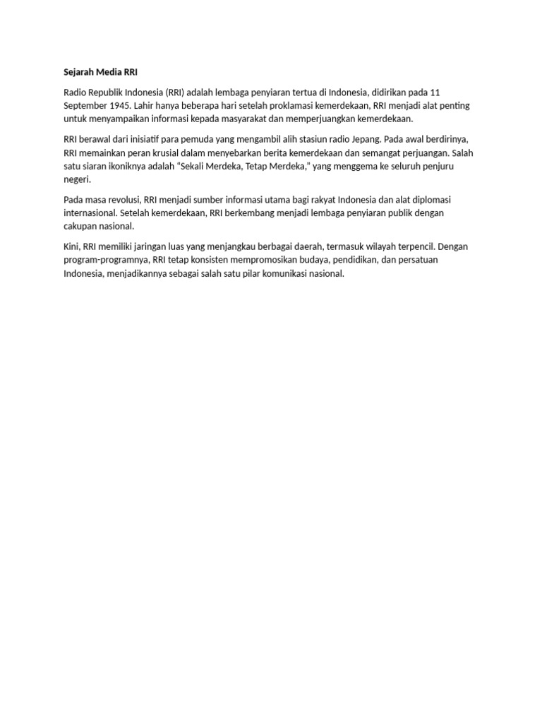 Sejarah Media RRI | PDF