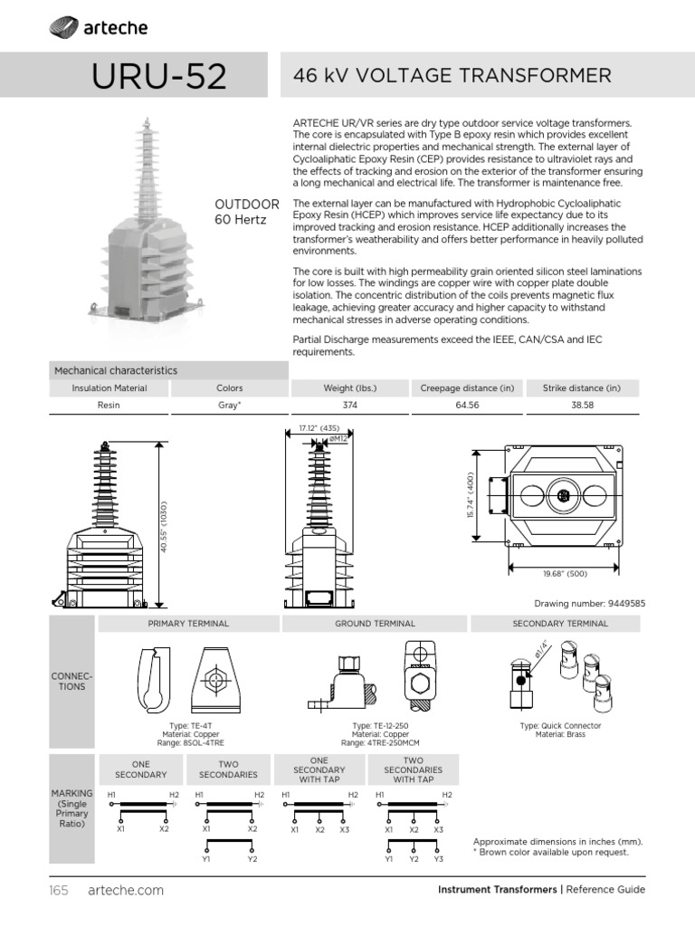 ARTECHE_DS_URU-52_EN | PDF | Transformer | Insulator (Electricity)