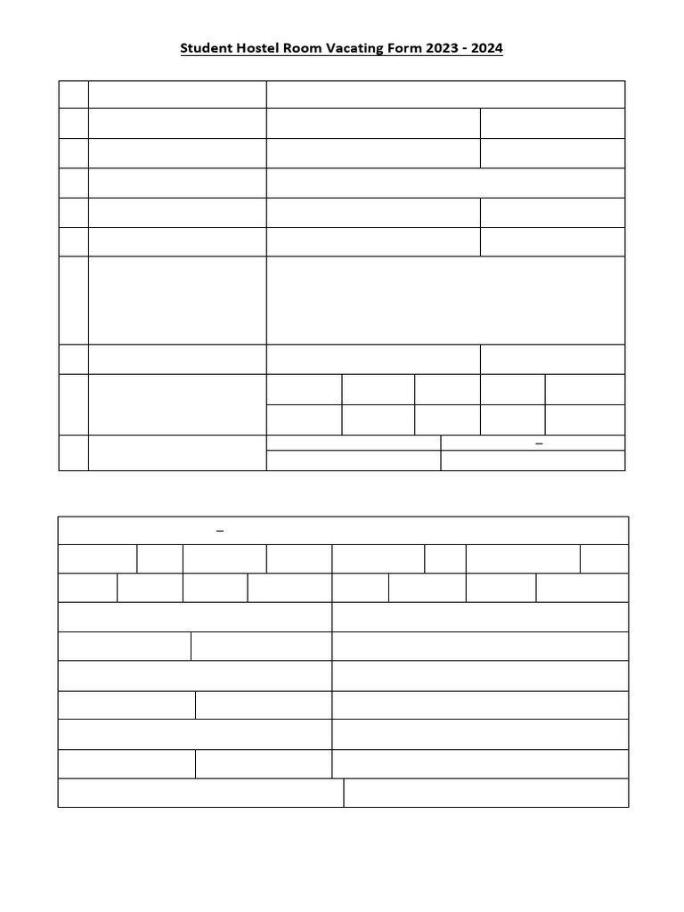 Hostel Room Vacating Form | PDF