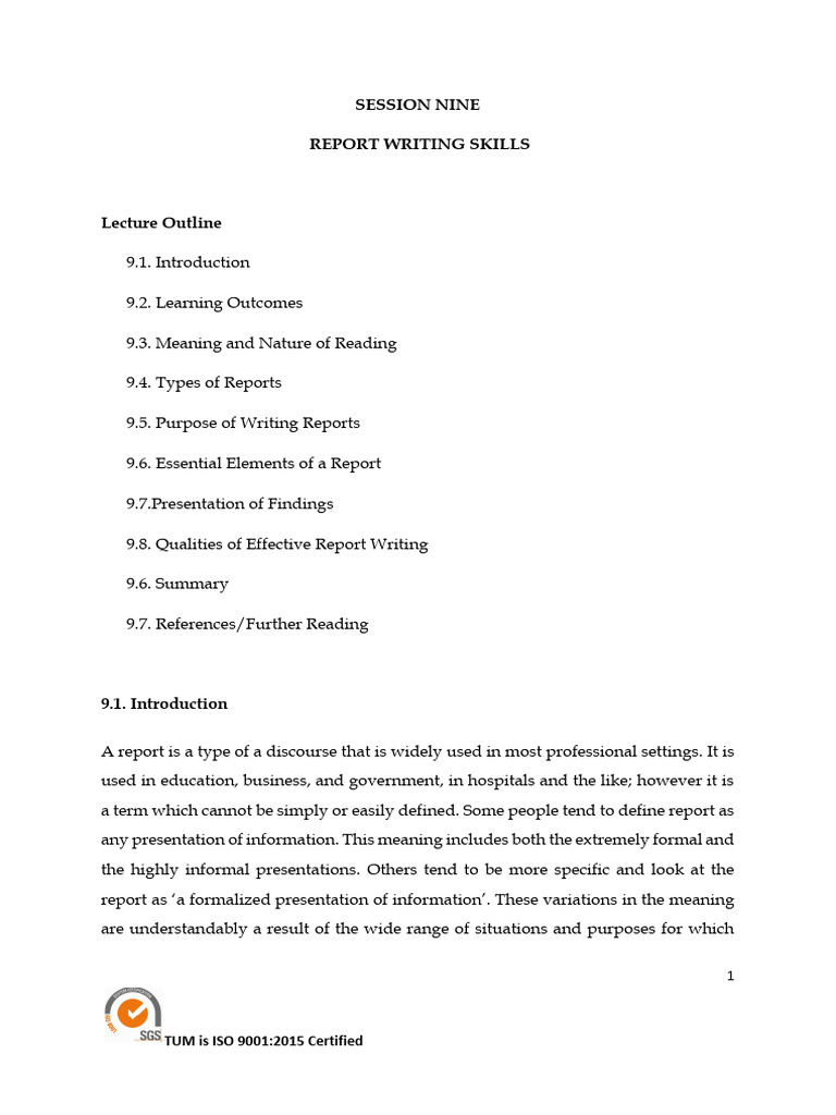 Report Writing Skills Overview | PDF | Learning | Analysis