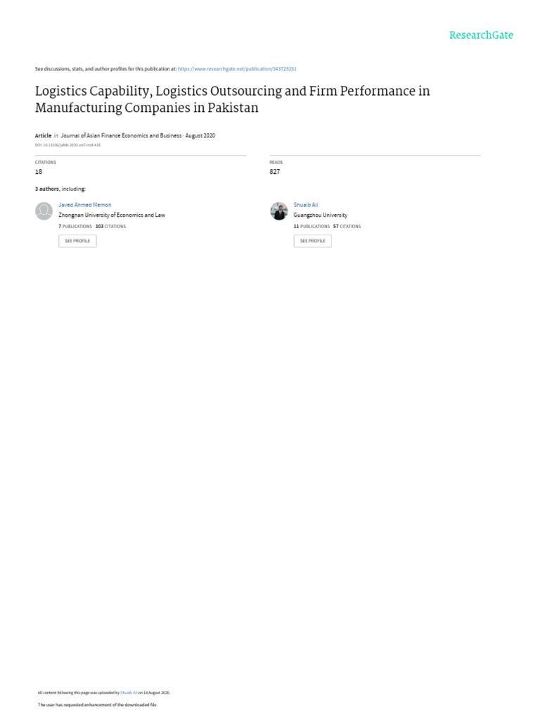 Logistics Capability Logistics Outsourcingand Firm Performancein ...