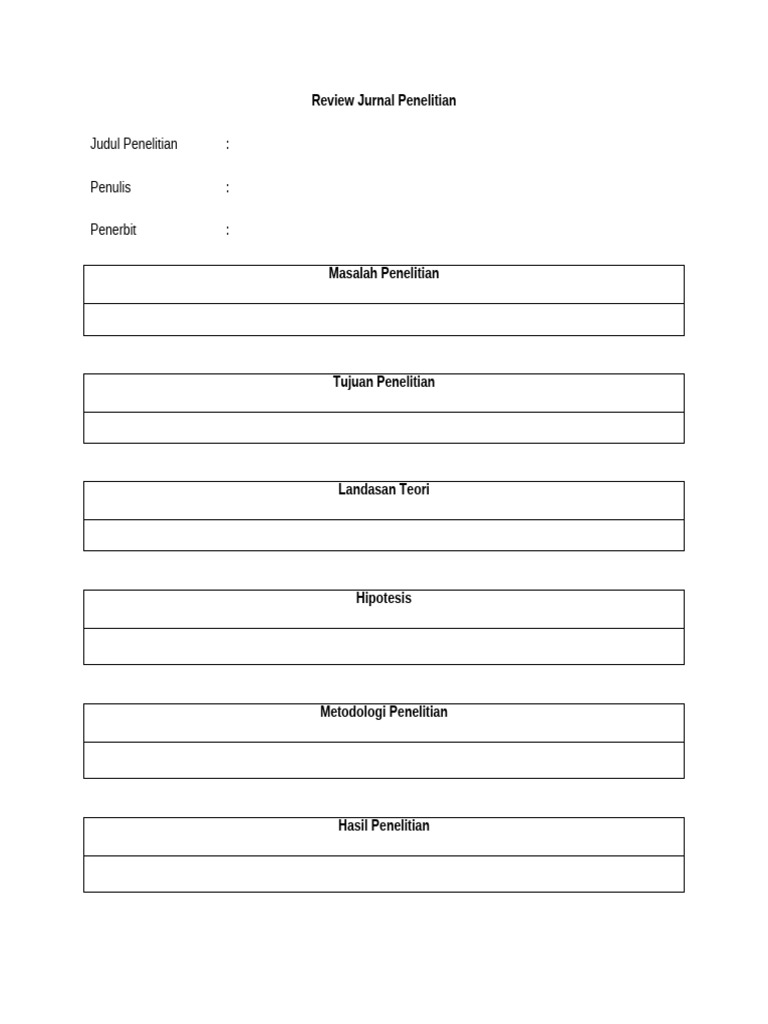 Form Review Jurnal Penelitian | PDF
