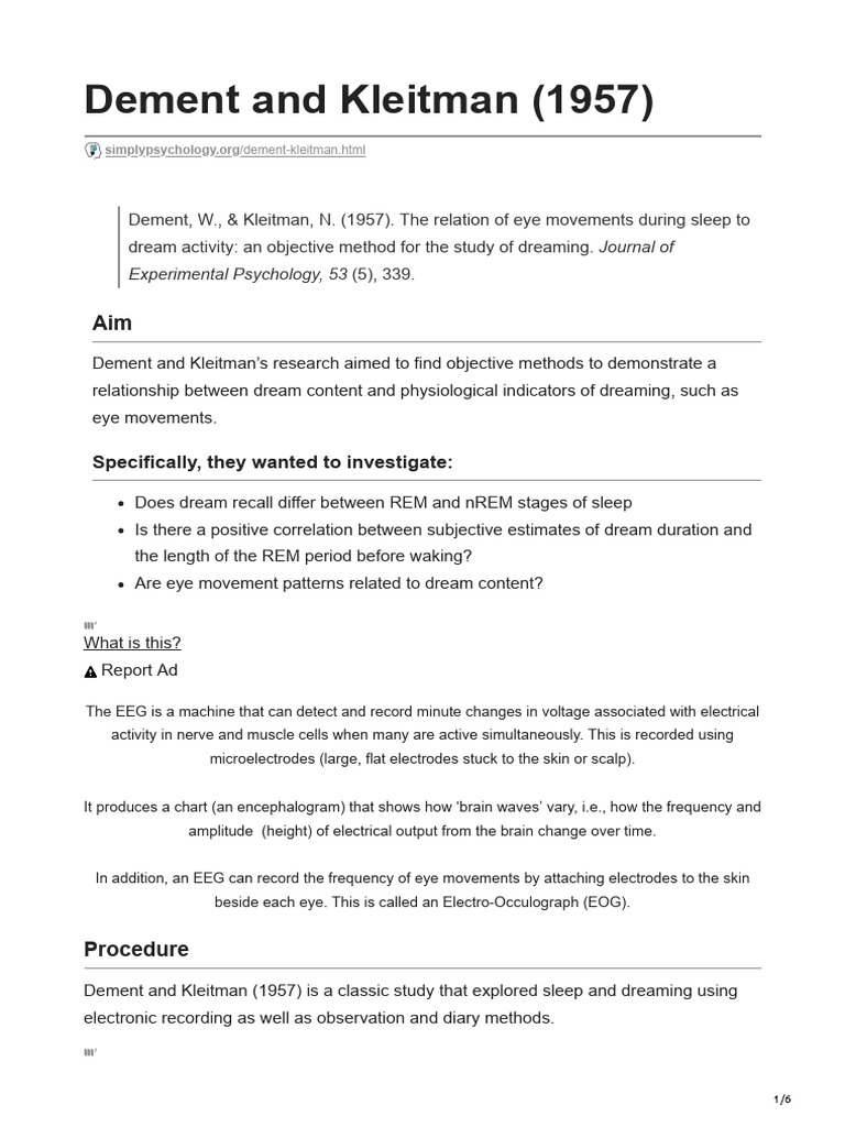 simplypsychology.org-Dement and Kleitman 1957 | PDF | Rapid Eye ...