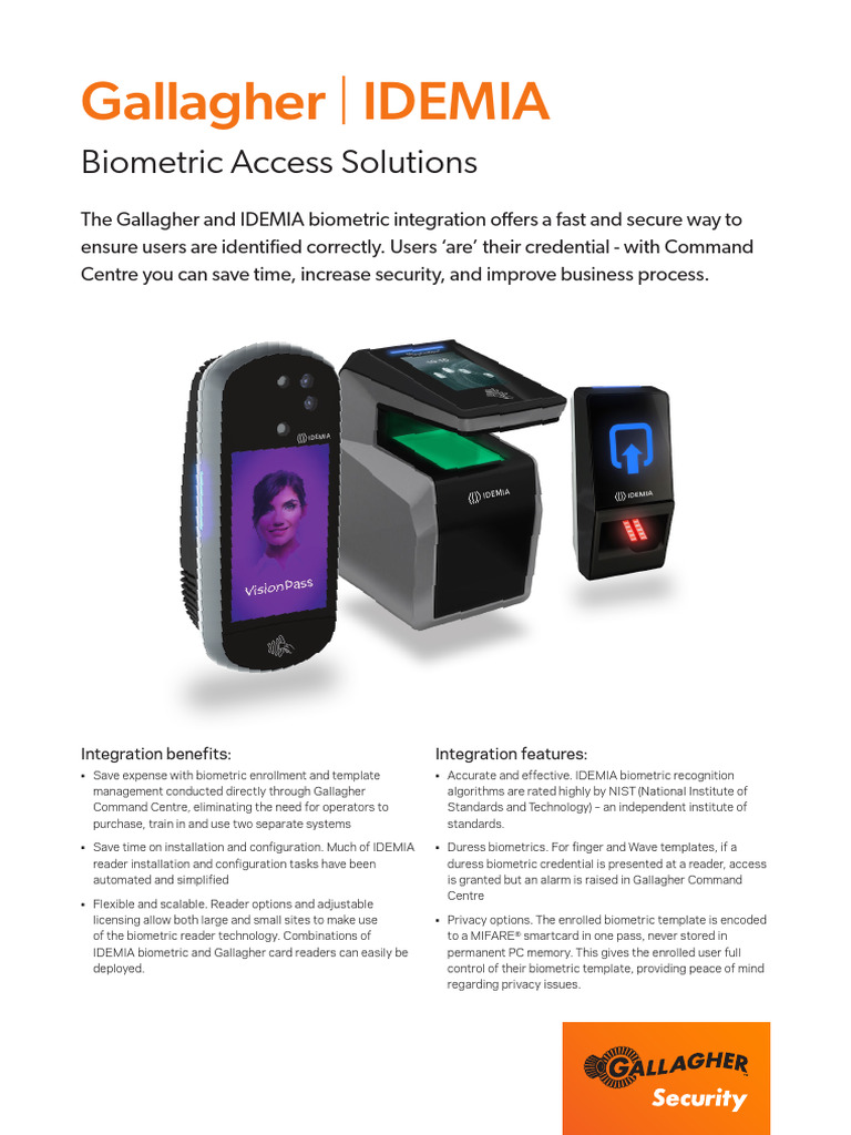 IDEMIA Biometric Access Datasheet | PDF | Biometrics | Personal ...