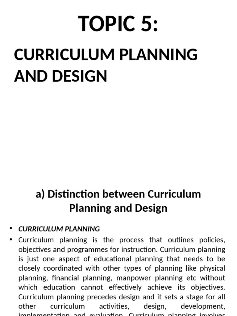 Curriculum Planning and Design Overview | PDF | Curriculum | Learning