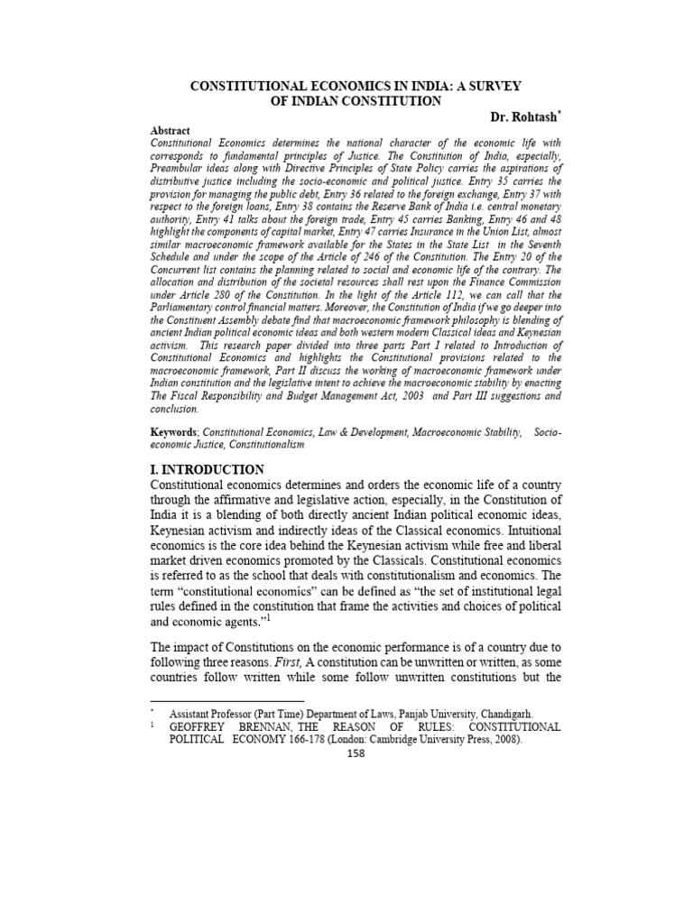 Constitutional Economics in India Survey | PDF | Fiscal Policy ...