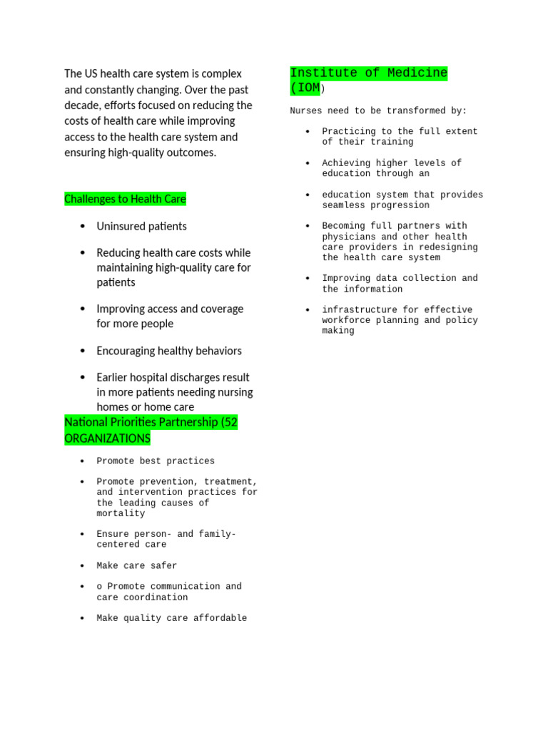 The US health care system is complex and constantly changing | PDF