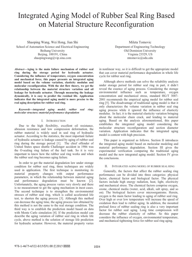 Integrated Aging Model of Rubber Seal Ring Based | PDF | Elasticity ...