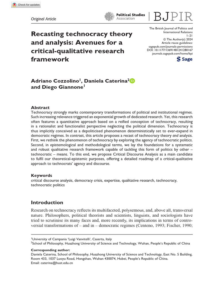 cozzolino_et_al_2024_recasting_technocracy_theory_and_analysis_avenues | PDF | Discourse ...