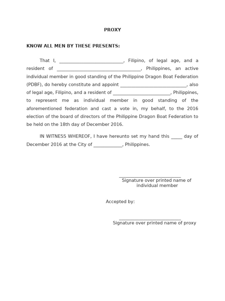 Proxy Letter For Individual Member | PDF