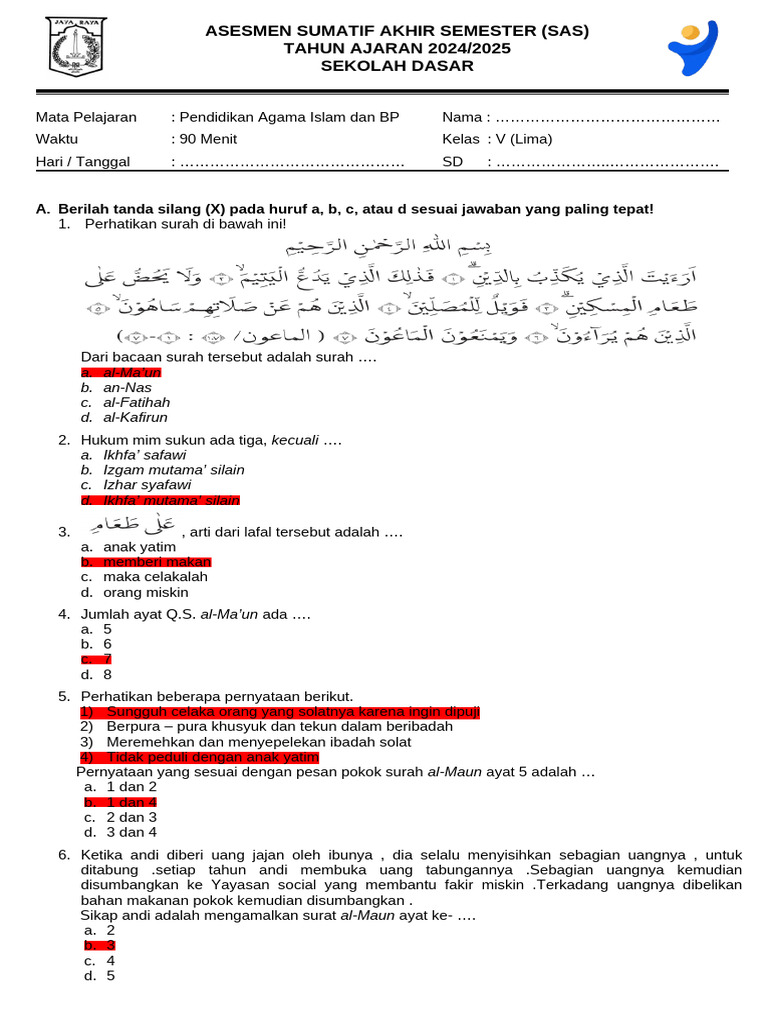 SAS PAI KELAS 5 | PDF