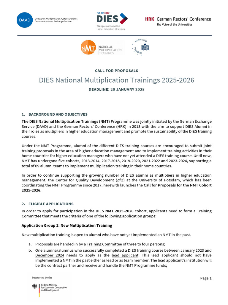 Call - DIES NMT Cohort 2025-2026 | PDF | Mentorship | Project Management