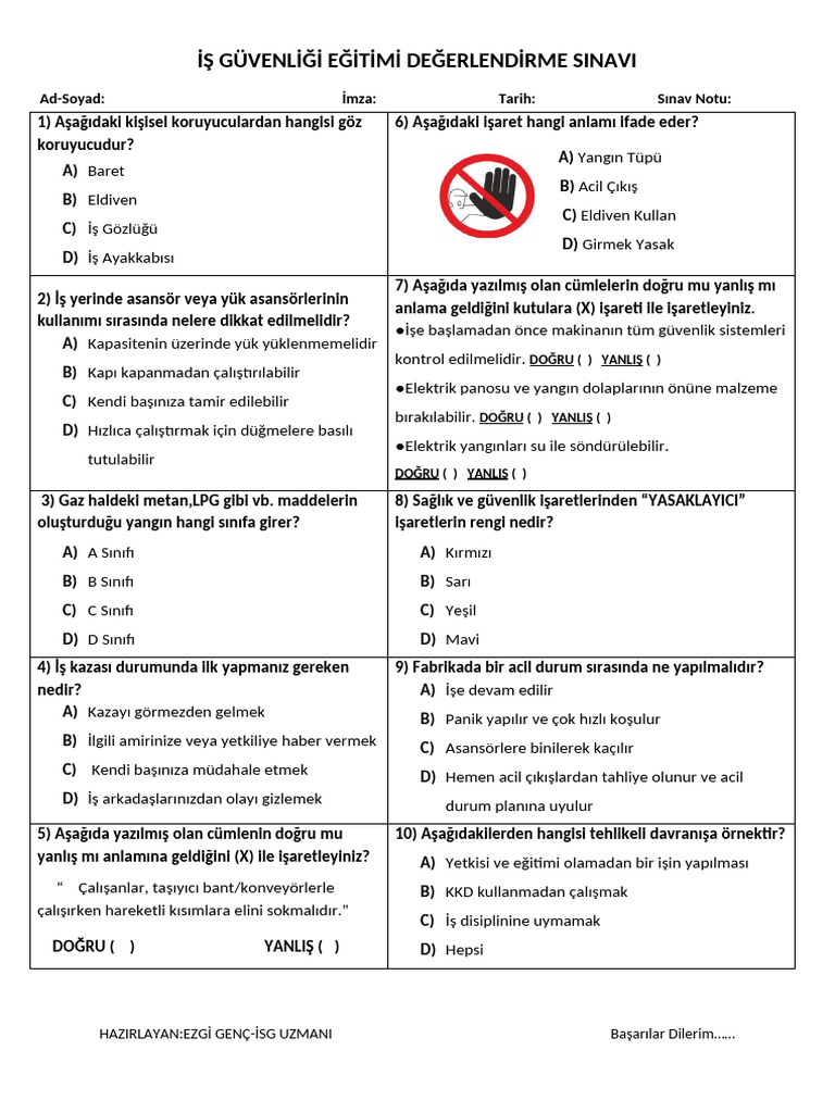 İSG Sınav Soruları - Ekim 2024 | PDF