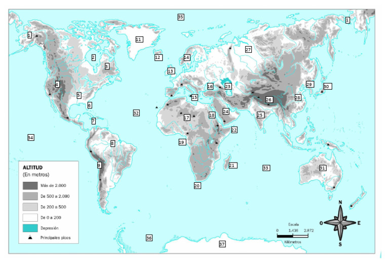 Mapa Mundi Físic Amb Relleus Més Importants | PDF