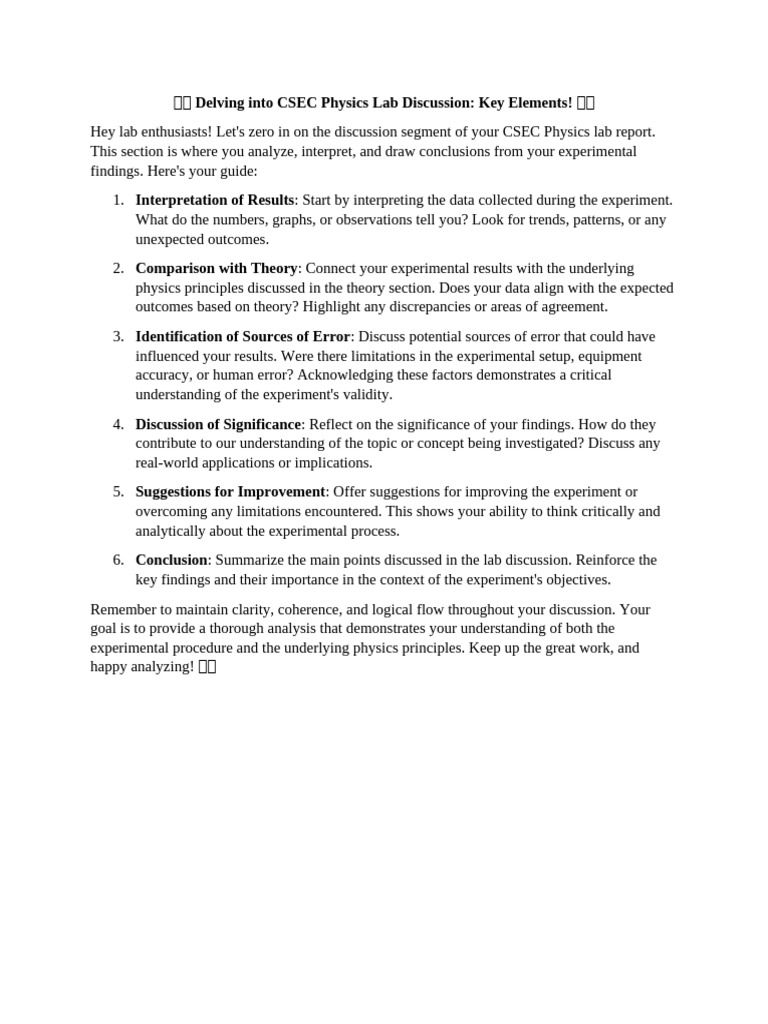 ?? Delving Into CSEC Physics Lab Discussion | PDF