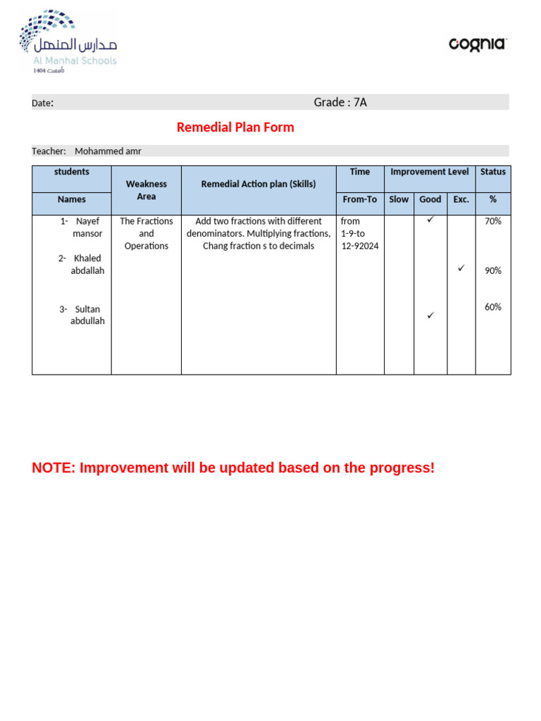 Remedial Form Grade 7 | PDF | Mathematical Notation | Elementary ...
