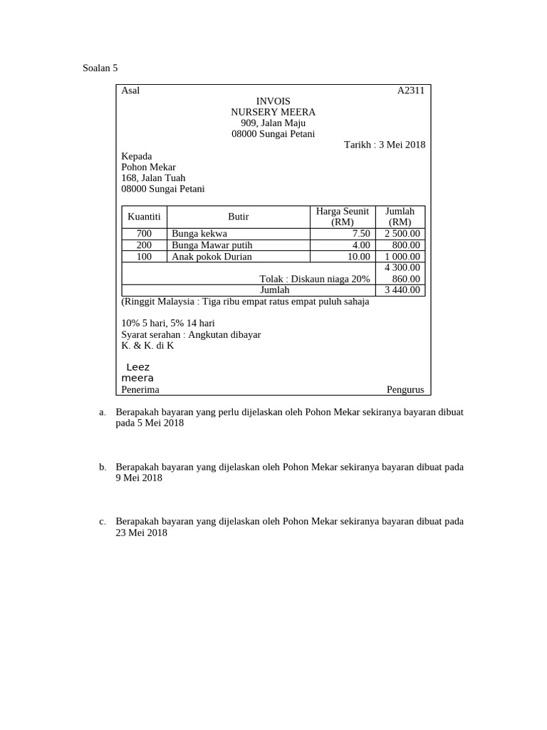 Latihan Diskaun Niaga Dan Diskaun Tunai | PDF