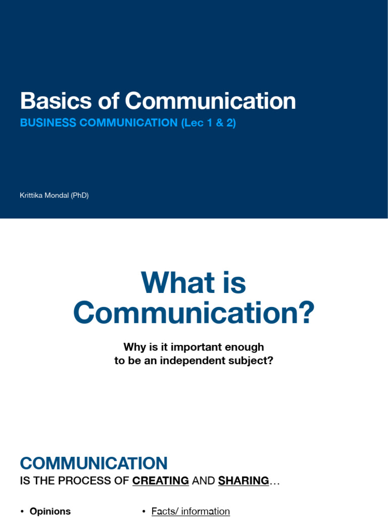 Basics of Communication PDF | PDF