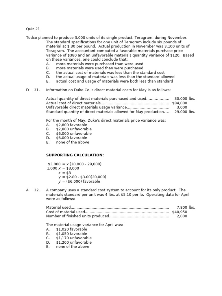 Quiz 21 | PDF | Pound (Mass)
