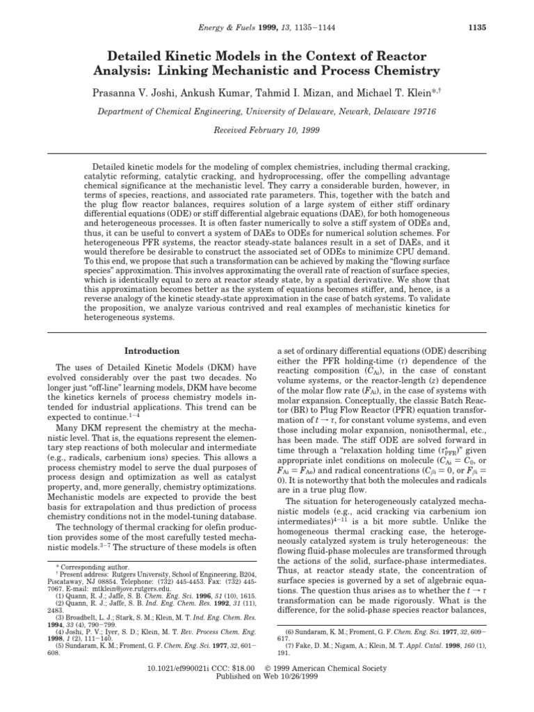 Detailed Kinetic Models in The Context o | PDF | Ordinary Differential ...