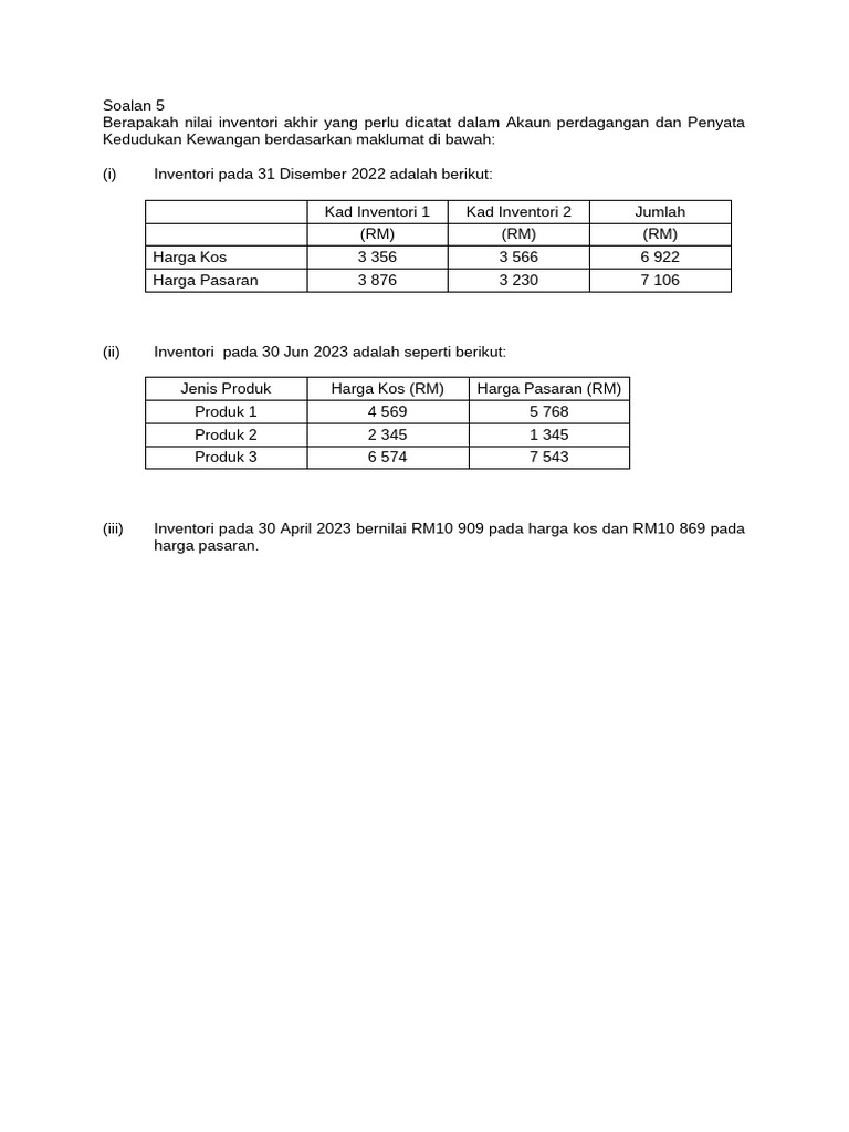 Latihan Penilaian Inventori Akhir 1 | PDF