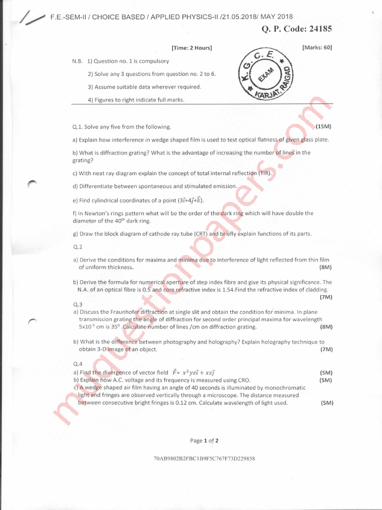 Fe Sem2 Phy2-Cbcgs May18 | PDF