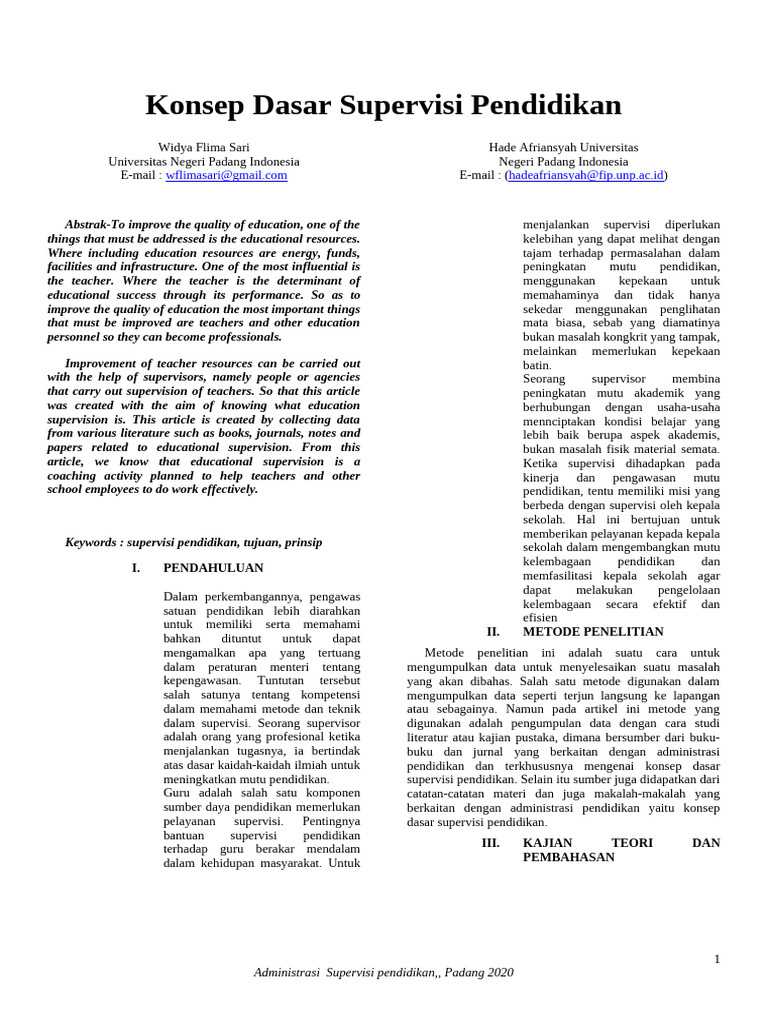 Konsep Dasar Supervisi Pendidikan 11 Adsp Fix | PDF