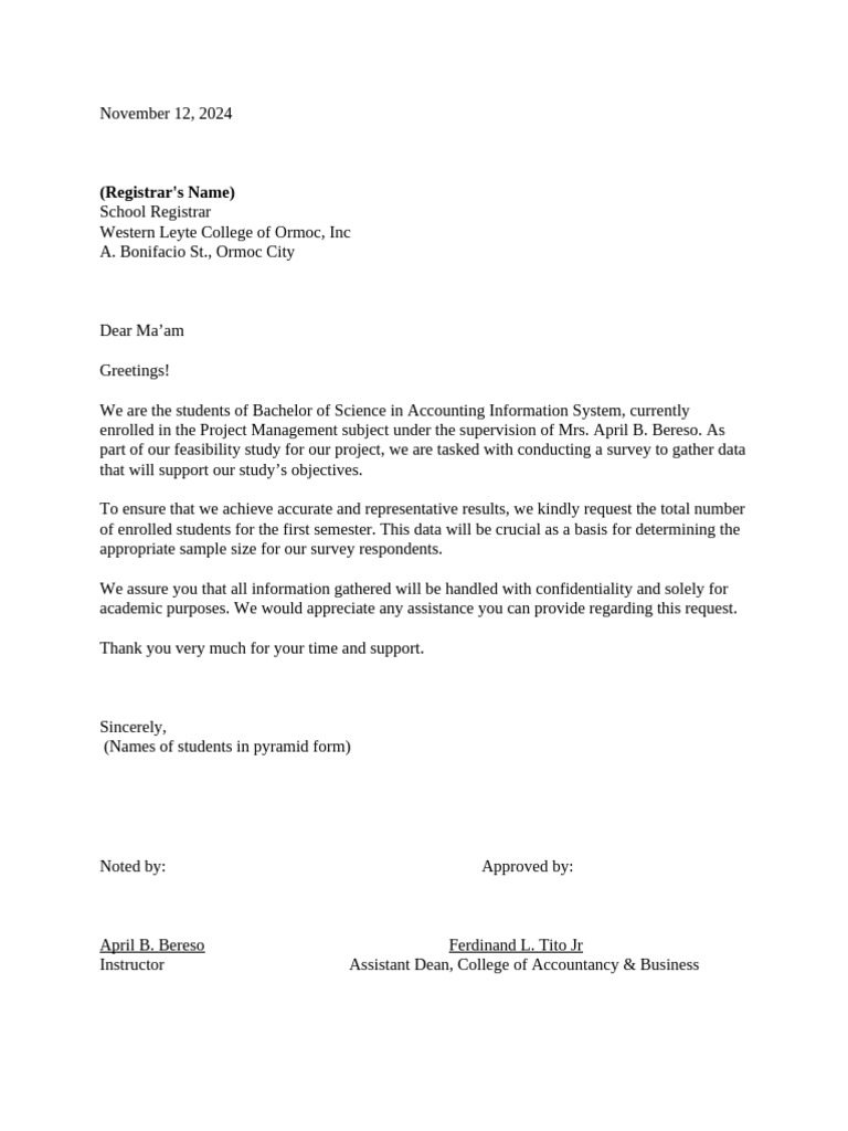 Letter For The Registrar | PDF