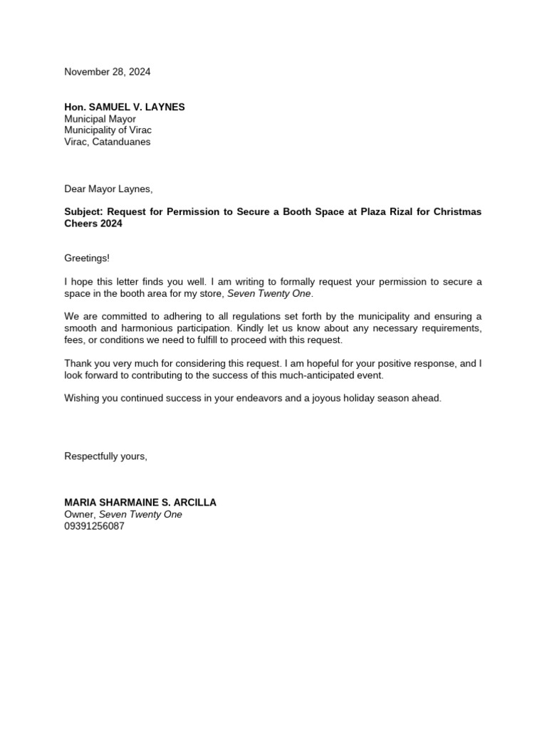 Request Letter For Booth - Isan | PDF