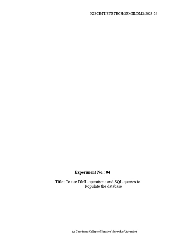 Experiment 4 | PDF | Data Model | Computer Programming