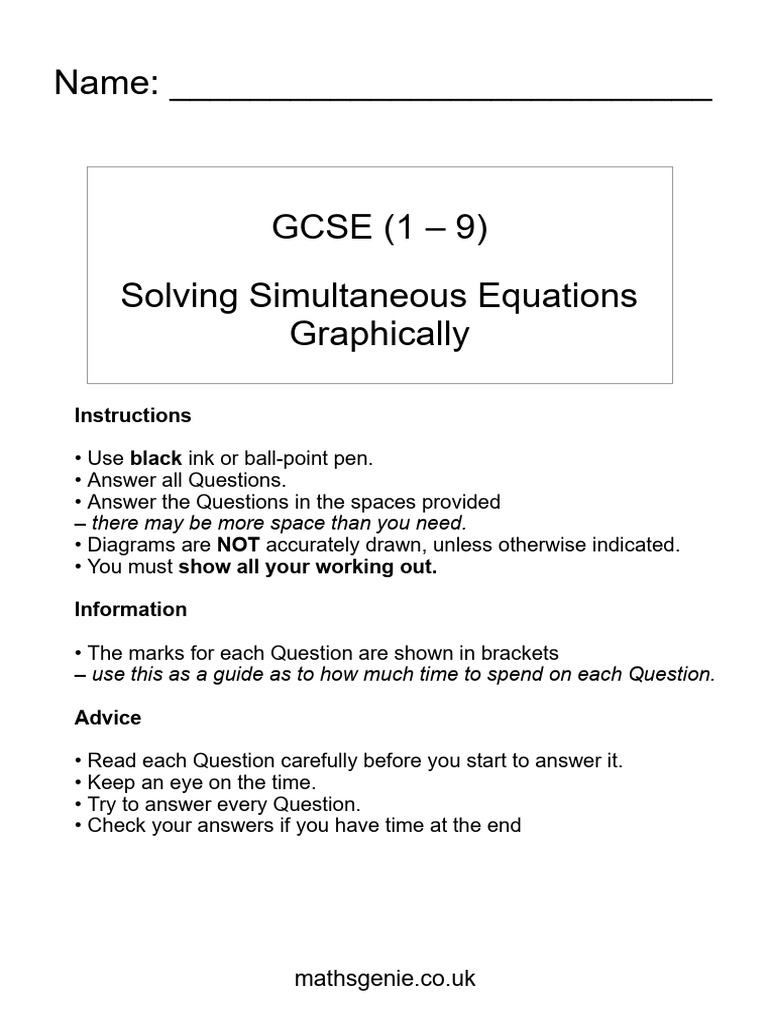 Solve Simultaneous Equations Graphically | PDF | Line (Geometry) | Mathematical Concepts