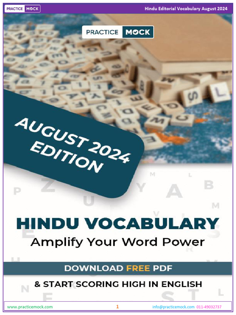 The Hindu Editorial Vocabulary Compilation August | PDF | Vocabulary
