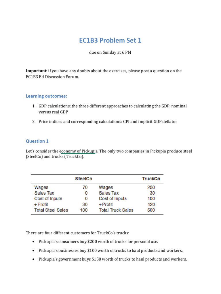 Problem set 1 (2) | PDF | Gross Domestic Product | Gdp Deflator