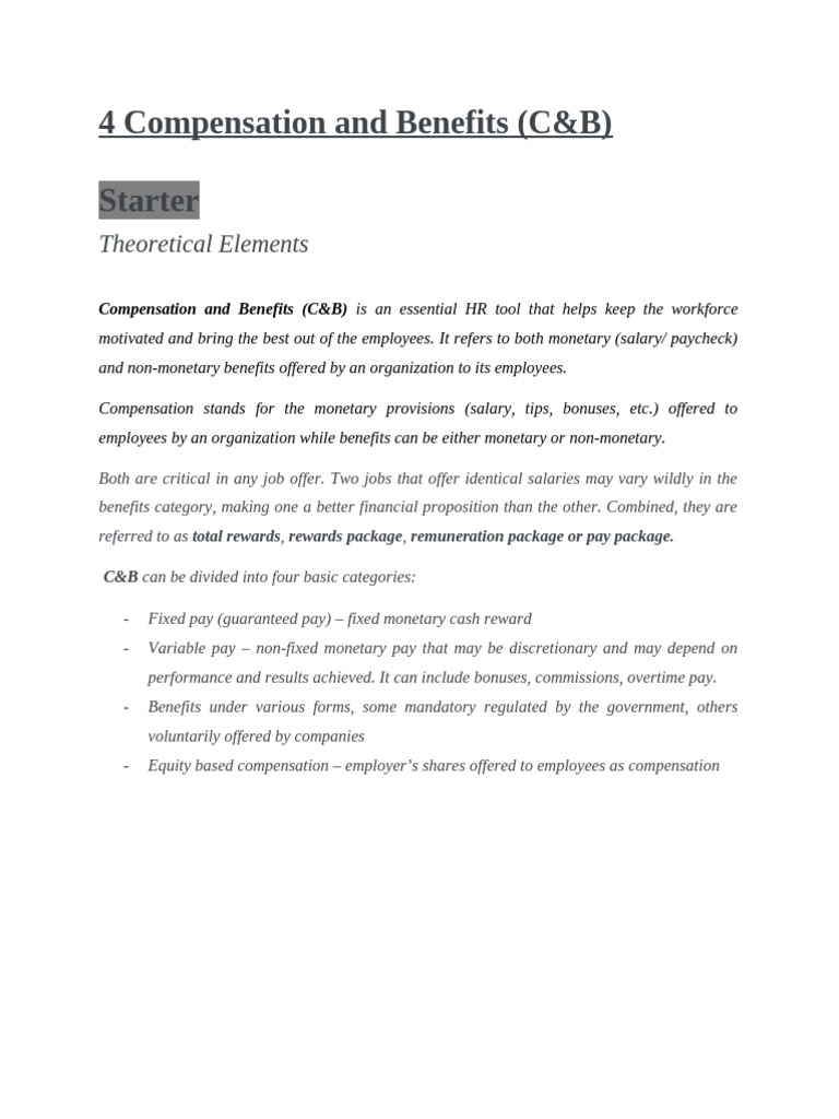 4 - Compensation and Benefits | PDF | Compensation And Benefits ...