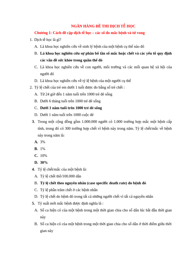 123doc de Thi Trac Nghiem Dich Te Hoc Co Dap An | PDF