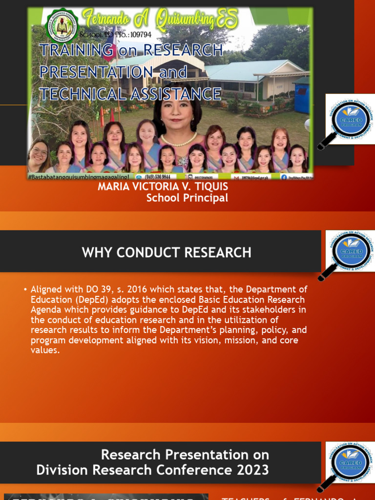 MARIA VICTORIA V TIQUIS TRAINING ON RESEARCH PRESENTATION PDF