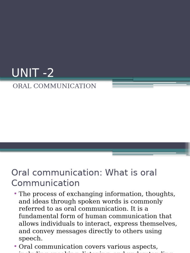 UNIT 2 - What Is Oral Communication | PDF