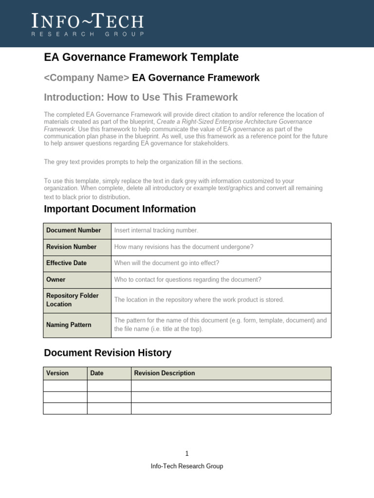 EA Governance Framework Template | PDF | Enterprise Architecture ...