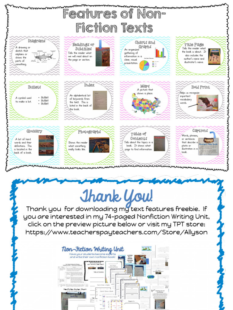 Features of Non-Fiction Texts Guide | PDF | Books | Human Communication