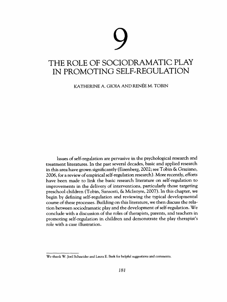 Sociodramatic Play & Self-Regulation | PDF | Emotional Self Regulation ...