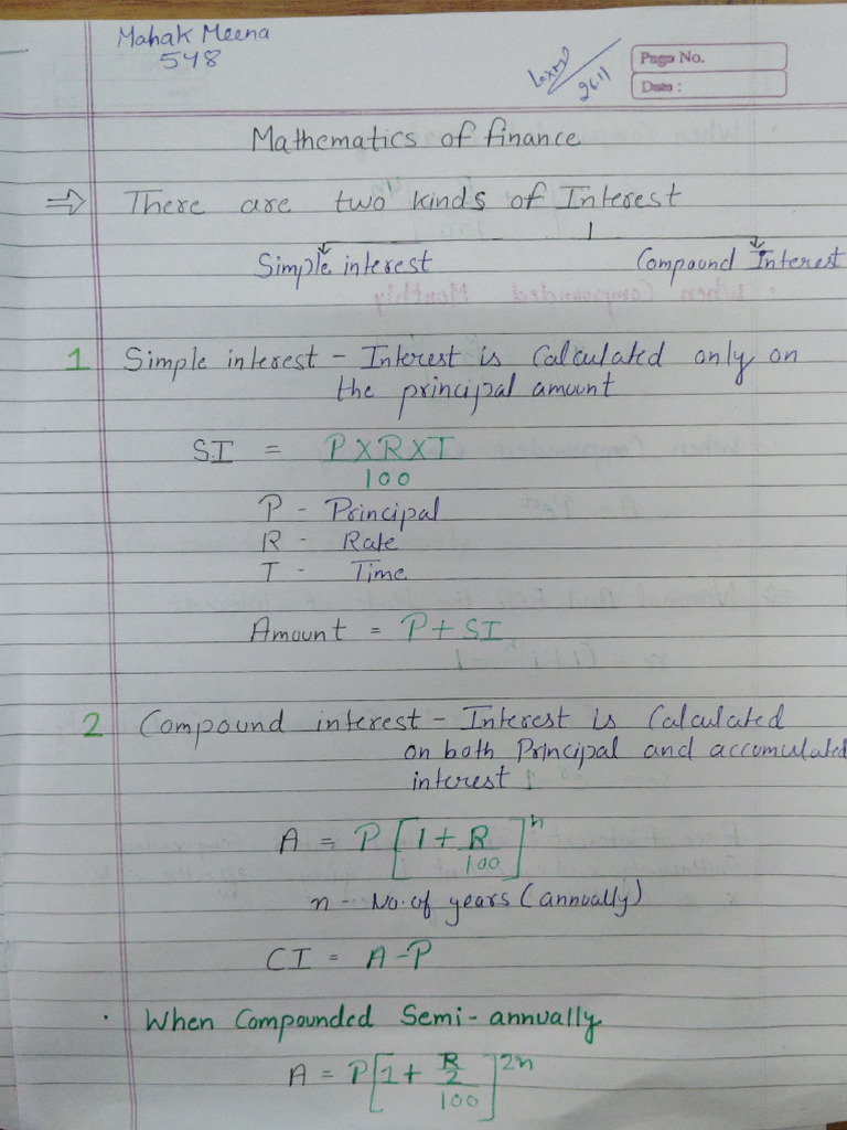 Business Mathematics Important Formulas | PDF | Mathematical Finance ...