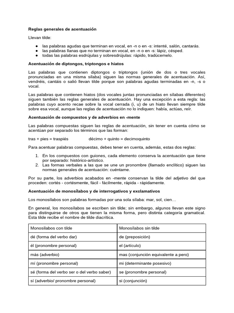 Guía de Acentuación en Español | PDF | Mecánica del lenguaje | Gramática