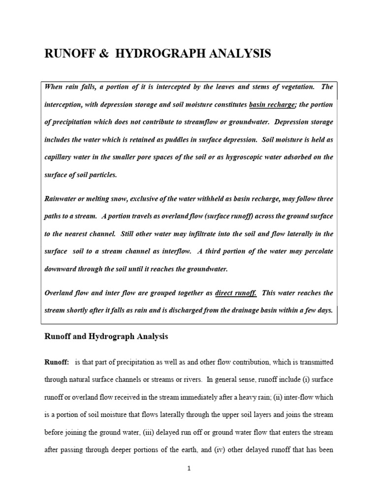 RUNOFF and Hydrograph Analysis | PDF | Discharge (Hydrology) | Surface Runoff