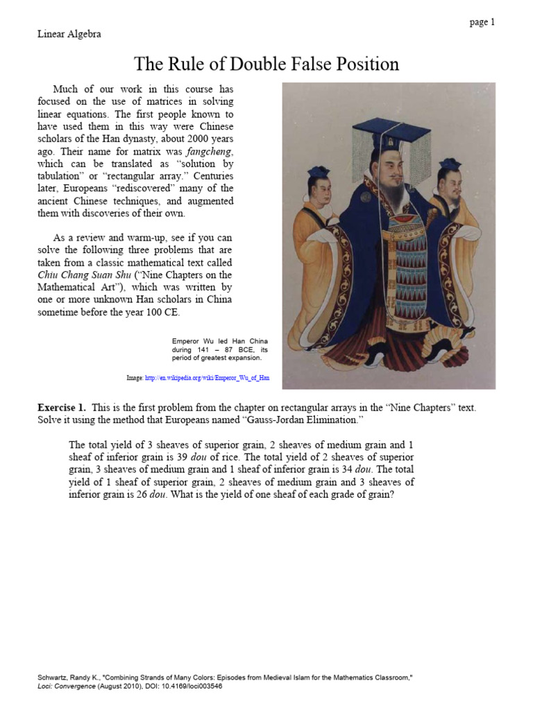 The Rule of Double False Position (Linear Algebra) | PDF | Matrix ...