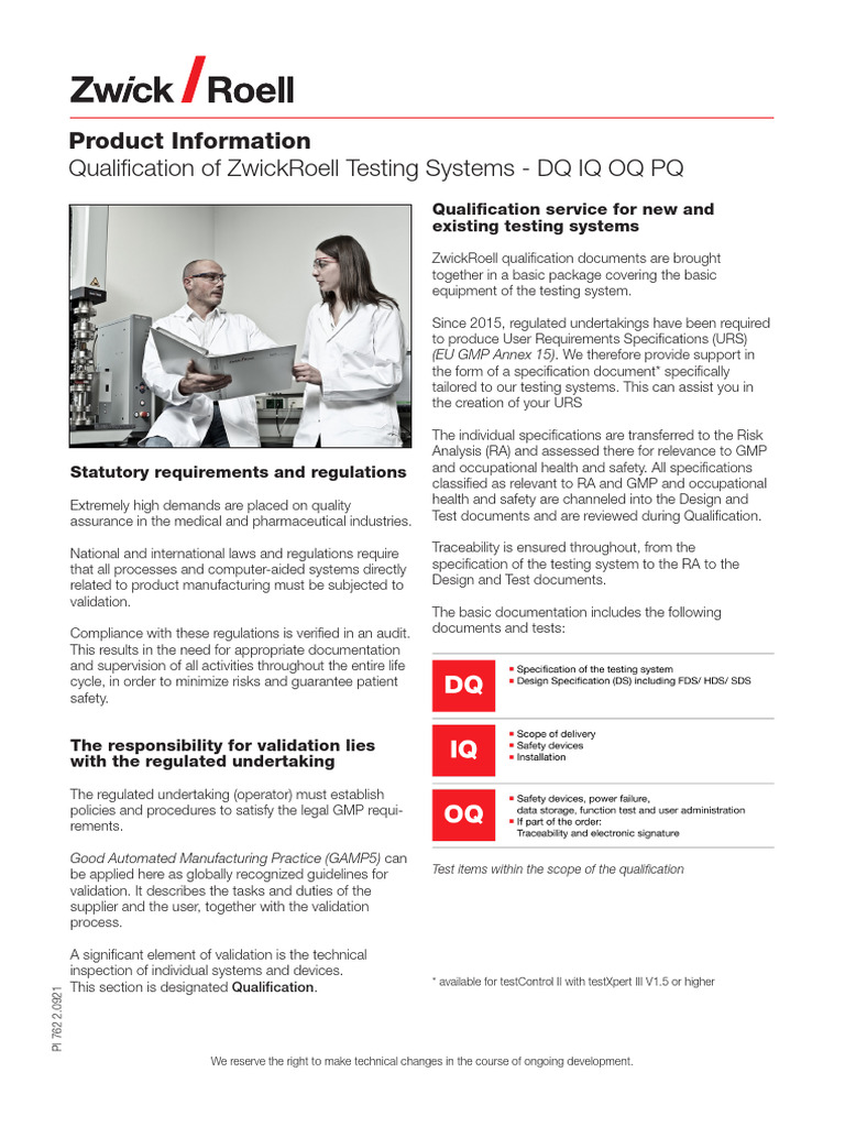 ZwickRoell DQ IQ OQ PQ Qualification Guide | PDF | Verification And ...