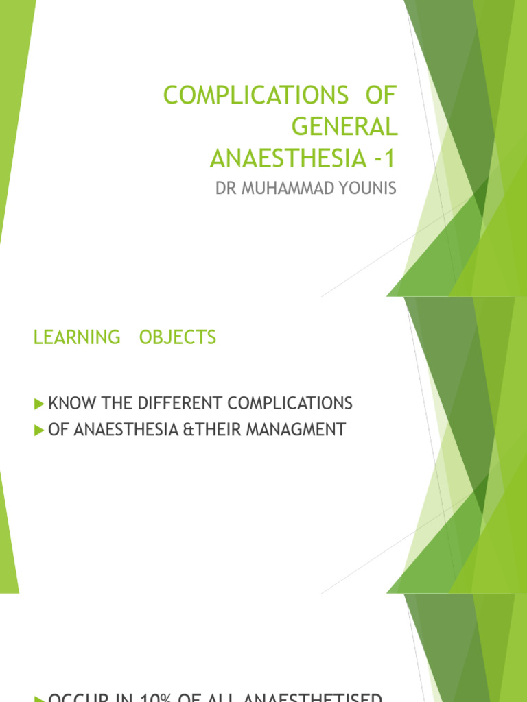 Complications of General Anesthesia | PDF | Intravenous Therapy ...